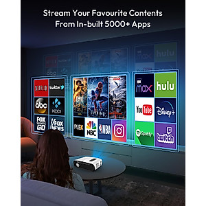 1000ANSI/13000Lm Outdoor Projector in Daylight,4K Smart Projector Apps Steaming Video, Ultra HD Home Theater Movie Projector 5G WiFi Bluetooth for iPhone Laptop,Android 9.0,2+16G Memory,LAN,HDMI USB