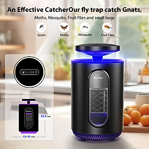 Fruit Fly Traps for Indoors Home: Bug Zapper Indoor 2 in 1 Attracts and Zaps Mosquitos, Gnats, Moths, Fruit Flies, Insect Fly Trap Adjustable Sleep and Zapper Blue Light Mosquito Zapper Black