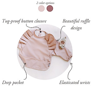 Bibtique Long Sleeve Bibs For Babies 6-24 Months – Waterproof Baby Smock for Eating – Stain Resistant Shirt Bibs For Babies