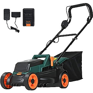 40V Lawn Mower Battery Powered, 13-Inch Cordless Rotary Mowers, 25Amp Push Grass Cutter with 7 Gal. Grass Catcher, 4Ah Battery& Charger