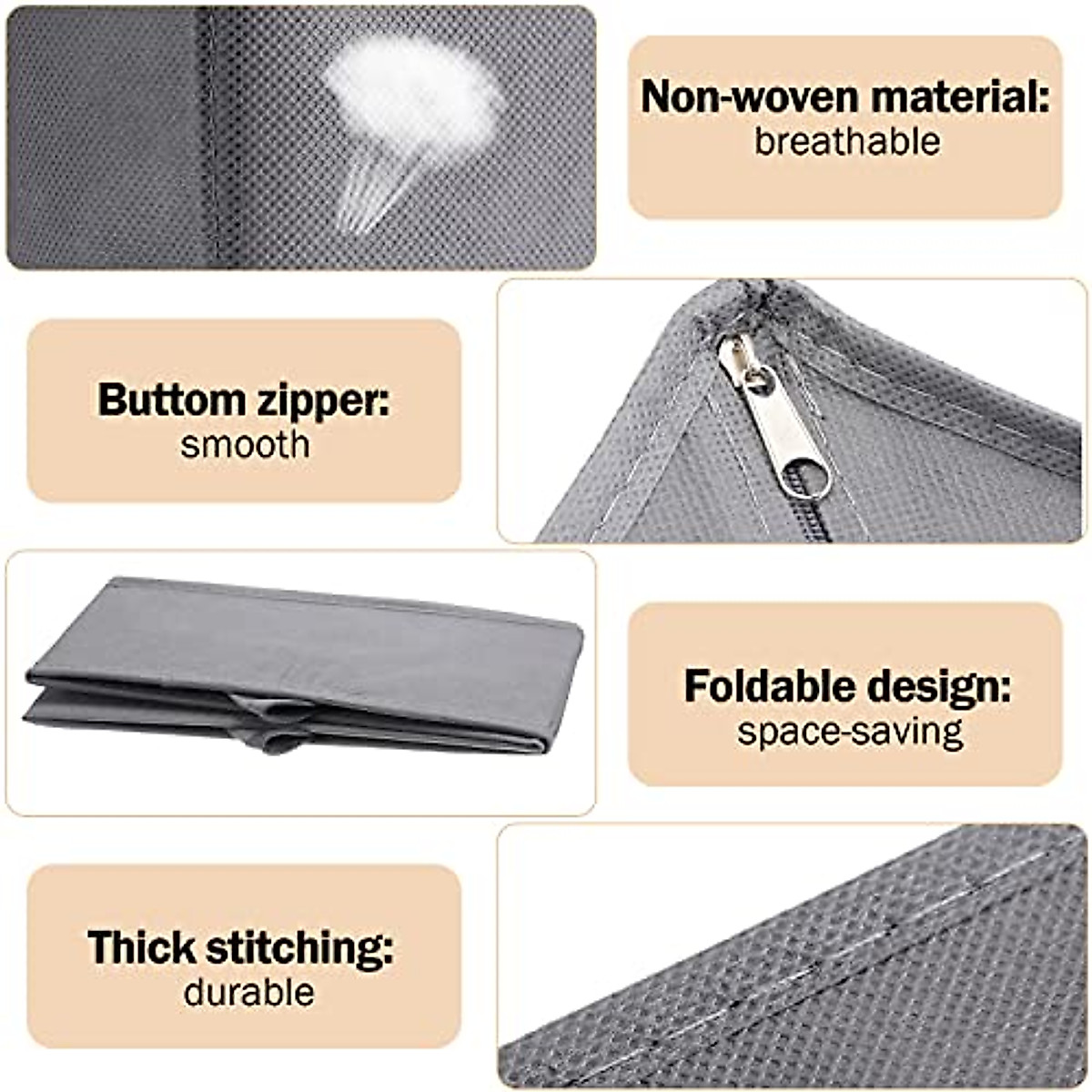 Thenshop 18 Set Closet Dresser Drawer Organizers, Foldable Cloth Storage Box Closet Dresser Drawer Divider Organizer Fabric Containers Basket Bins for Underwear Baby Clothes Socks (Dark Gray)