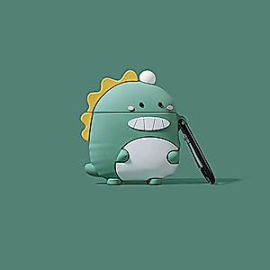 Compatible with Airpods Case, Silicone 3D Cute Animal Penguin Chicken Duck Reindeer Piggy Fun Cartoon Character Airpod Cover, Kawaii Funny Fashion Cool Design Skin (AirPods 1,2, Pink Dinosaurs)