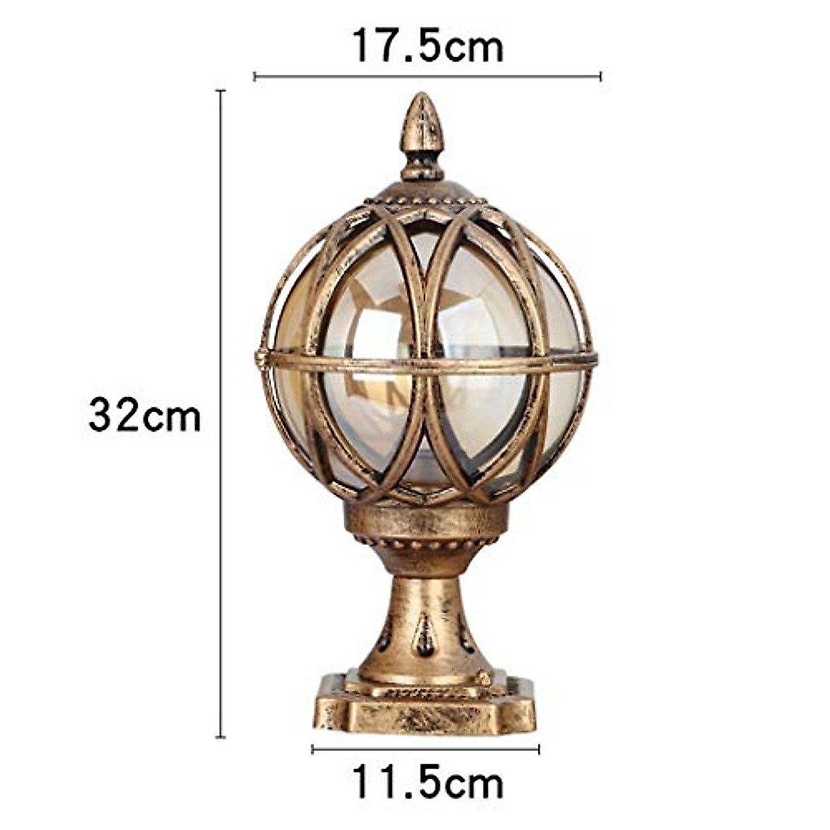 ZZYJYALG European Spherical Creative Column Headlight Outdoor Waterproof Sunscreen E27 Pillar Lamp Villa Courtyard Garden Column Lamp Home Patio Light Post Light
