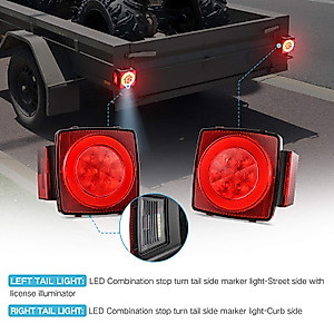 Kohree Super Bright Led Trailer Light Kit, IP68 Waterproof Submersible Boat Trailer Lights, 12V Led Stop Turn Tail License Lights with Wiring Kit for Camper Truck RV Snowmobile Under 80 Inch