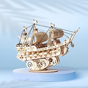 Rolife 3D Wooden Puzzles Model Kit for Adults to Build, Wooden Model Ship Series Sailing Ship Building Model Kit, DIY Crafts Hobbies/Collections/Decorations/Gifts for Friends and Family (Sailing Ship)