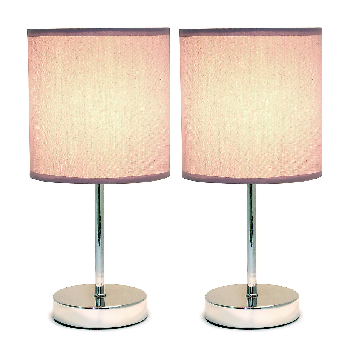 Simple Designs LT2007-PRP Chrome Mini Basic Table Lamp with Fabric Shade, Periwinkle Purple
