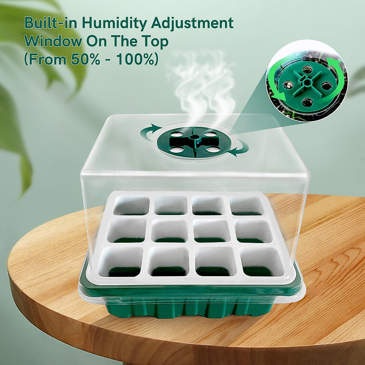 Techsliker Seed Starting Kit - 24 Cells Seed Starter Tray Indoor Greenhouse, Seedling Starter Kits Trays with Humidity Dome, Microgreens Growing Trays for Plant