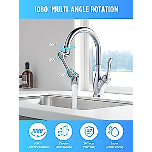 Faucet Extender, 1080 Degree Swivel Faucet Aerator, Large-Angle Rotating Splash Filter Faucet with 2 Water Outlet Modes, Bathroom Rotatable Multifunctional Extension Faucet for Washing Eye/Hair/Face