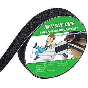 Yorwe Anti Slip Tape, High Traction,Strong Grip Abrasive, Not Easy Leaving Adhesive Residue, Indoor & Outdoor (1" Width x 190" Long, Black)