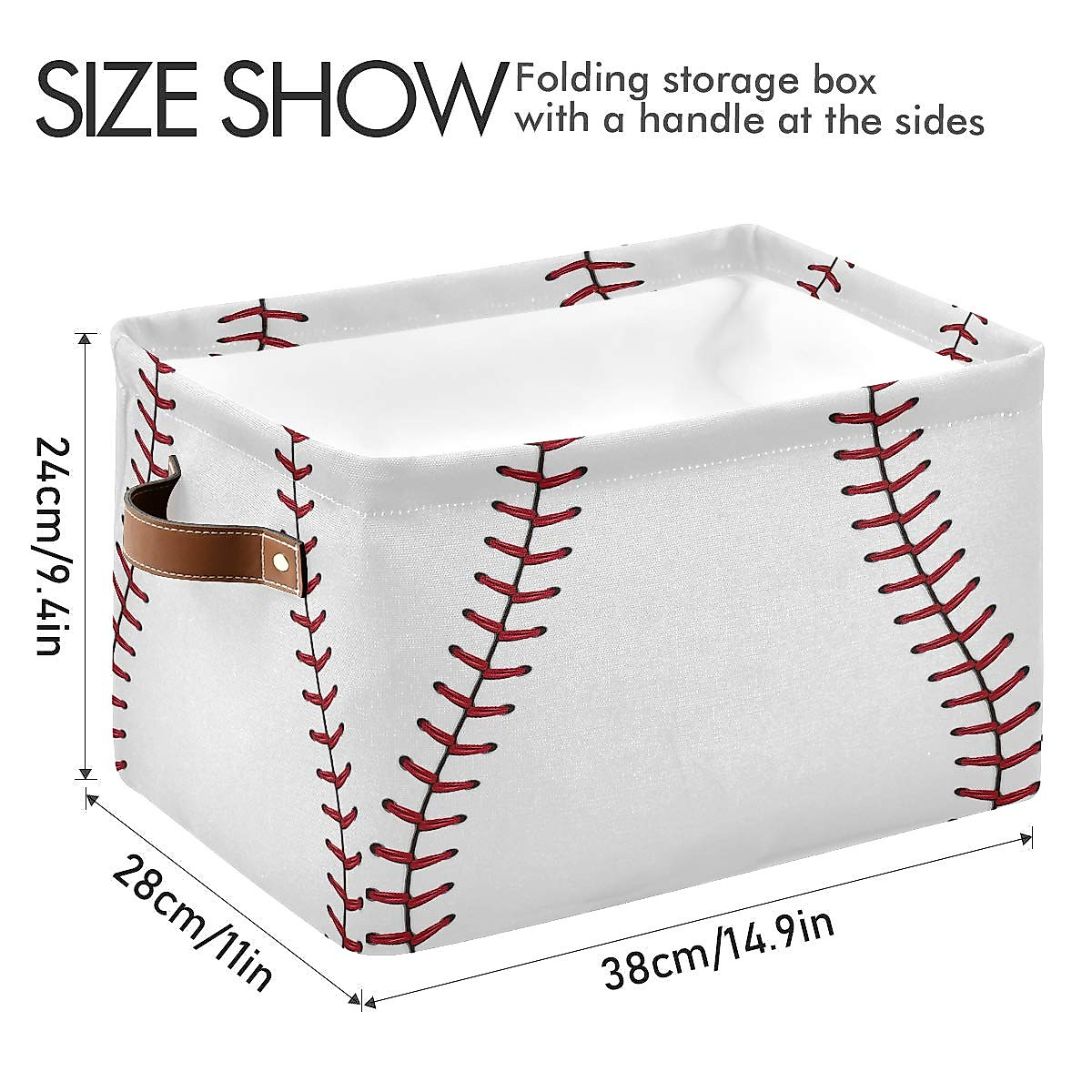 Storage Basket Cube Baseball Laces Large Collapsible Toys Storage Box Bin Laundry Organizer for Closet Shelf Nursery Kids Bedroom,15x11x9.5 in,1 Pack
