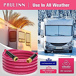 PAULINN RV Camper Garden Water Hose 5/8 in 25 FT | Drinking Fresh Water Hose for Garden RV Camper Boats Water Hose | Food Grade, Phthalate, BPA Free | No Kink and Flexible Garden Water Hose