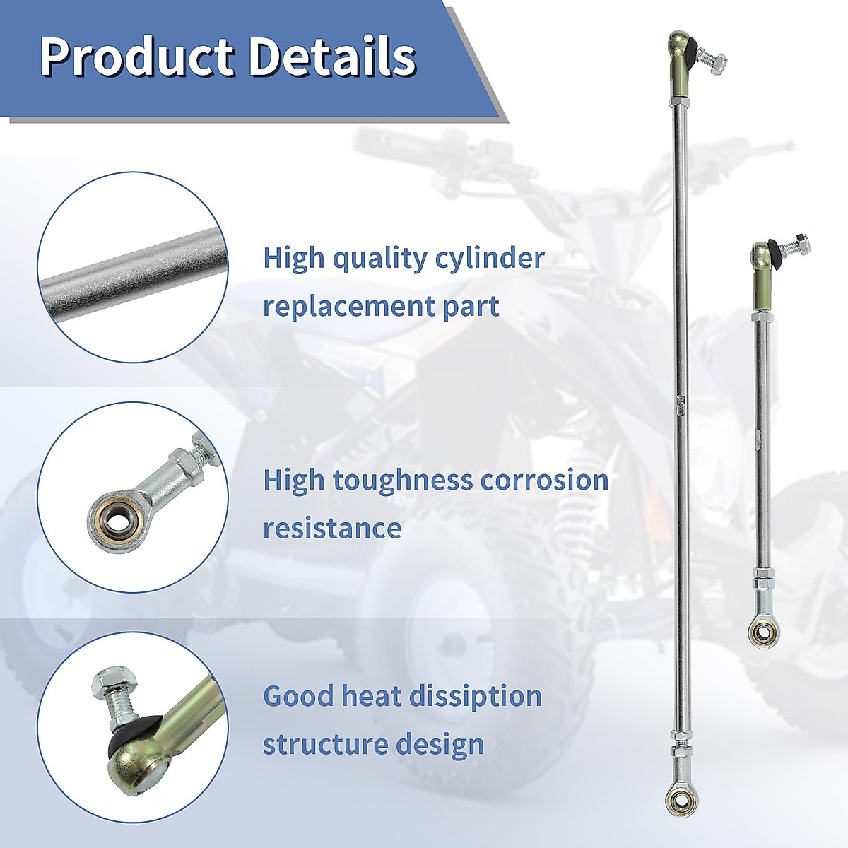 DIY Tie Rods & Ends for Yerf Dog Go Kart Short & Long Tie Rod Set w/Ends Replacement 3/8-24 (Update:Short - 13.38'', Long - 24.41")