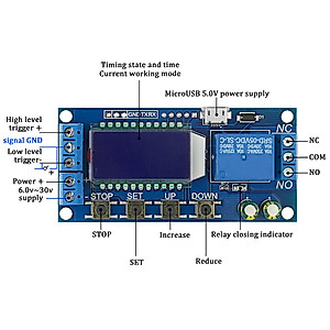 XINGYHENG One Channel Time Relay Module Delay Controller Board Trigger Delay-off Cycle Timing Circuit Switch Module Display Relay Expansion Plate Load Controlled for Micro USB 5V Power Supply