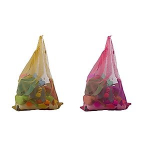 Dependable Industries 2-Pack Mesh Laundry Bags: Organize Clothes, Drawstring Closure; Random Color Assortment, Durable Polyester, 22" x 29", for Laundry, Sports Gear, Beach Items