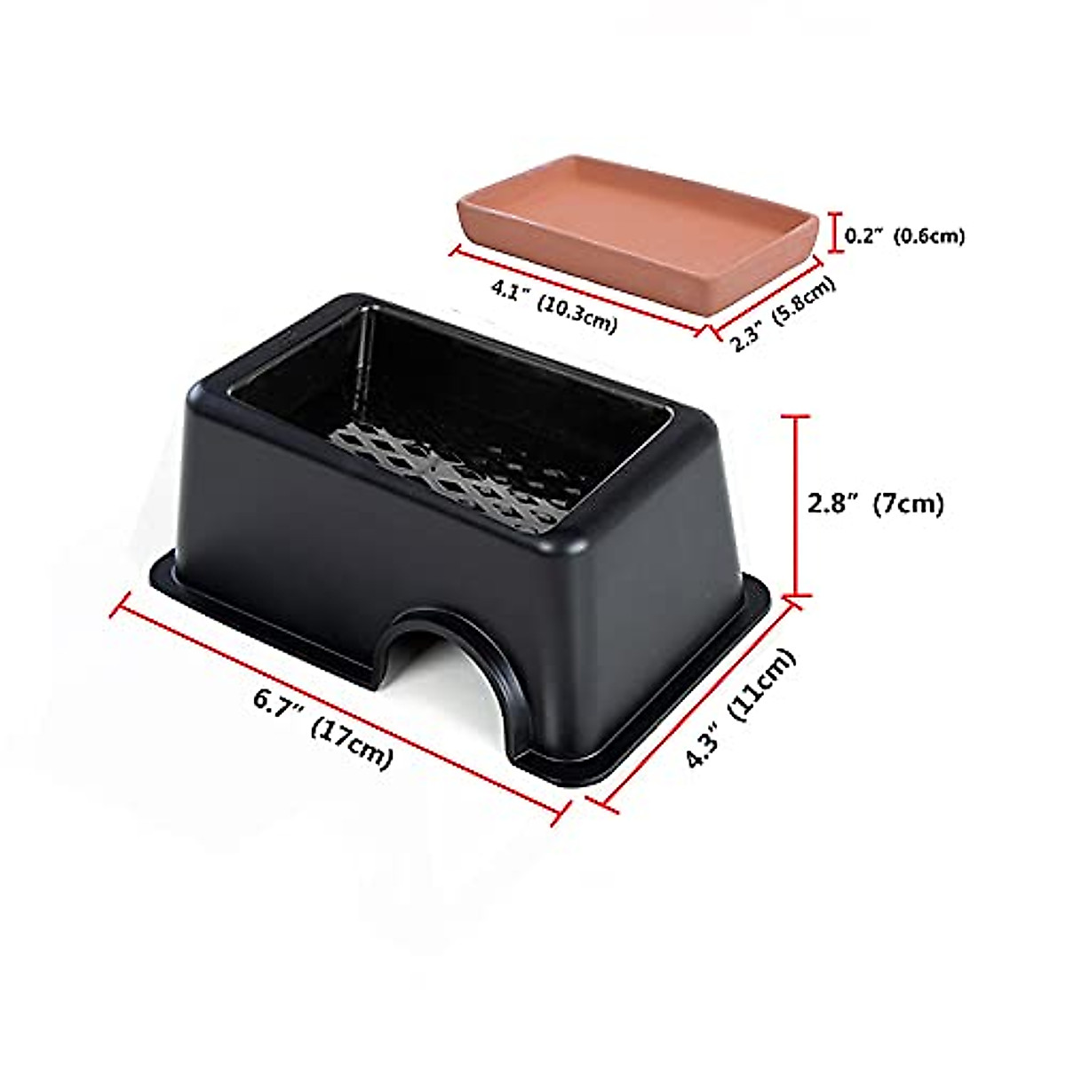 Reptile Hide Cave Box Lizards Habitat with Sink Increase Humidity and Water Supply Hideout for Lizards, Turtles, Reptiles, Amphibians, Small Snake