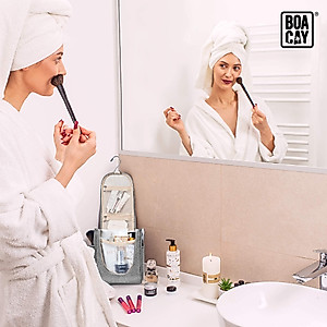 BOACAY Small Hanging Travel Toiletry Bag for Women and Men, Makeup Bag, Bathroom & Shower Organizer Kit for Accessories, Cosmetics, Travel Essentials