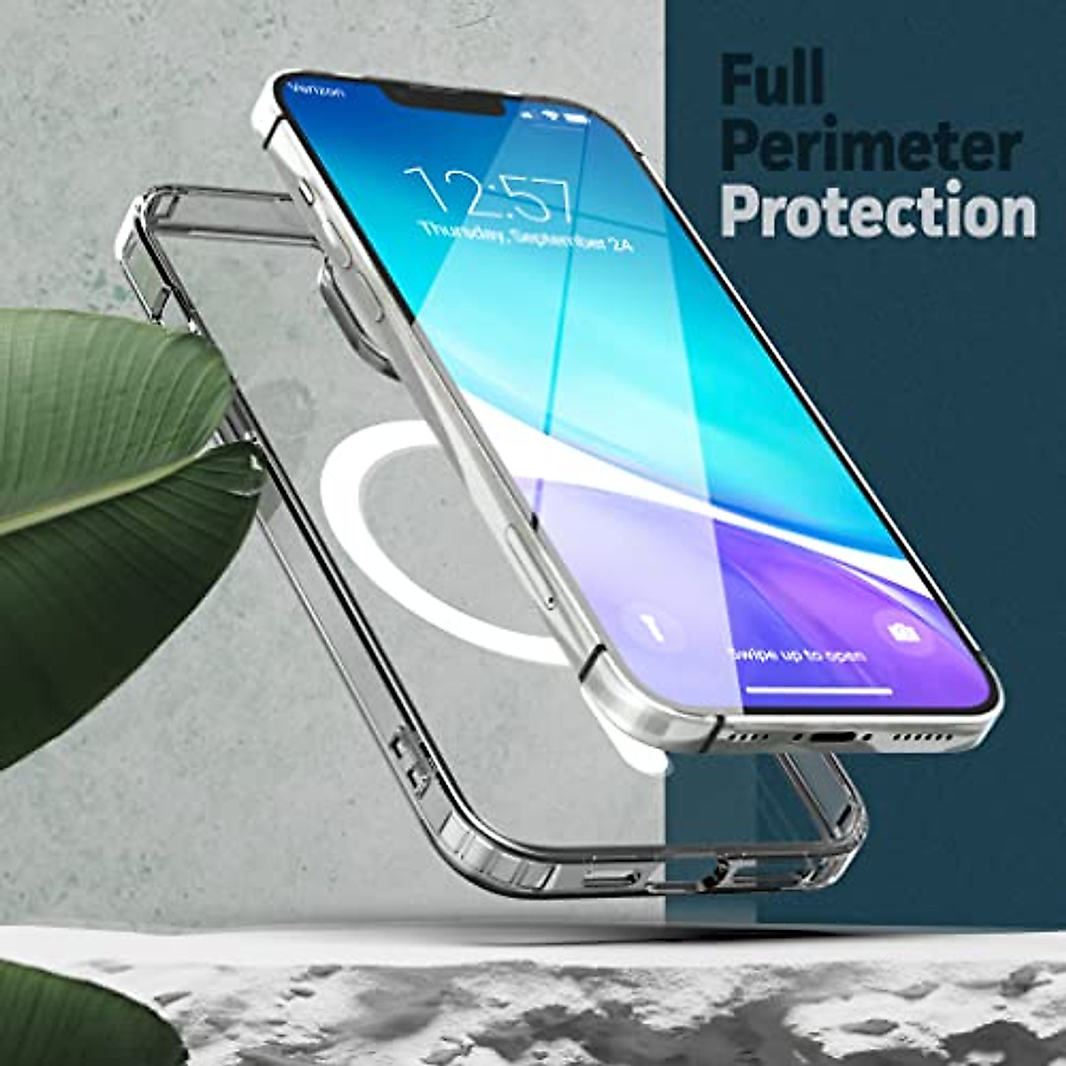 Encased Magnetic Case Designed for iPhone 14 PRO Case with Belt Clip Holster, Compatible with MagSafe (Crystal Clear)