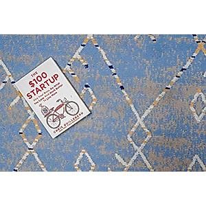 Furnish my Place Trellis Pattern Rug - 7 ft. 8 in. x 11 ft, Light Blue, Bohemian Rug with Transitional Design