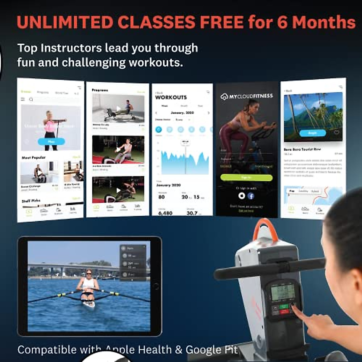 Women's Health Men's Health Magnetic Rowing Machine with 14 Adjustable Resistance Levels, Smart Power Sensor