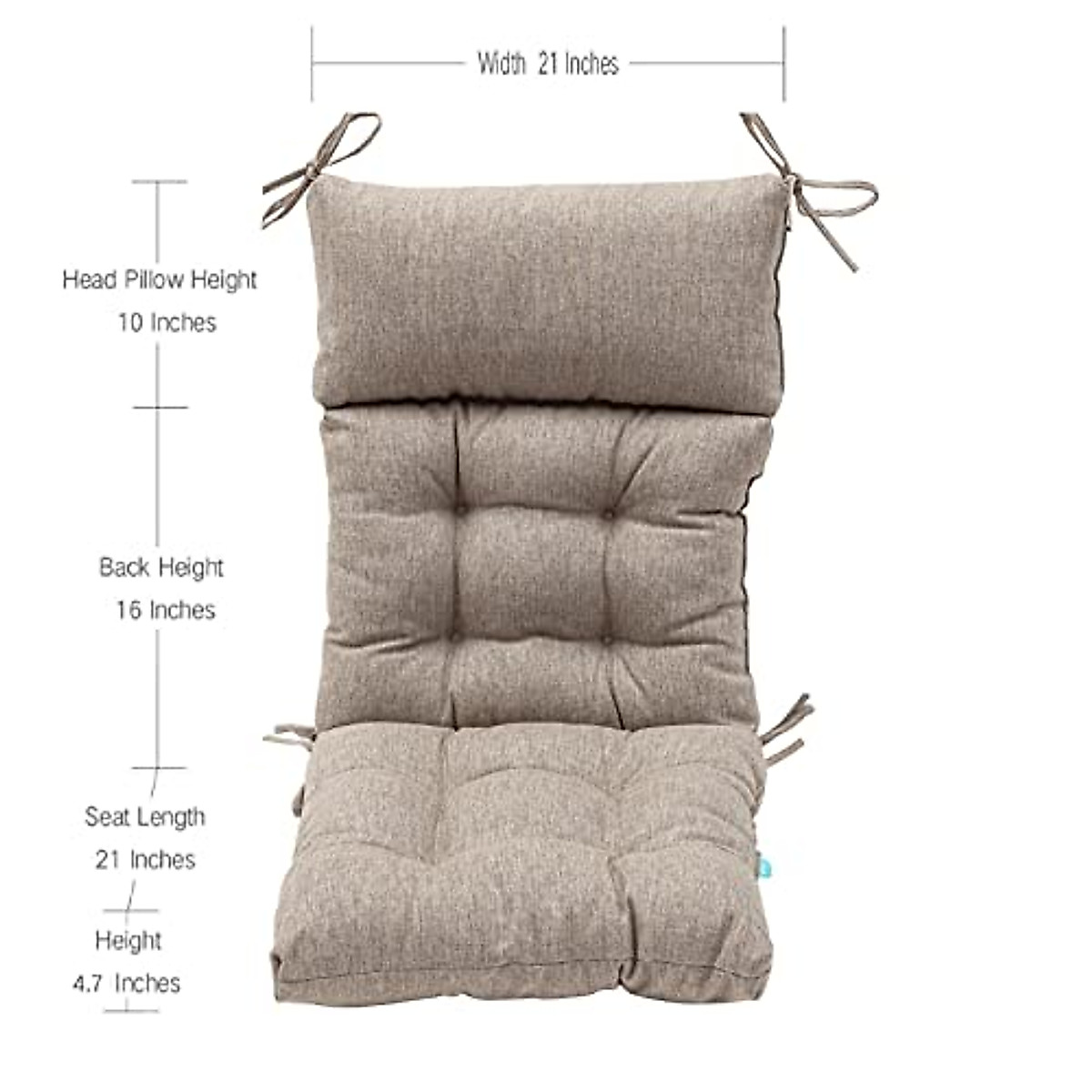 QILLOWAY Indoor/Outdoor High Back Chair Cushion,Tufted, Replacement Cushions - Pack of 4. (TAN/Grey)