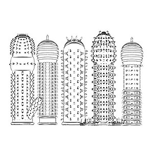 Transparent New Threaded mace Condom Male Condom Adult Lock fine Ring Extended Sleeve Crystal Sleeve 5pcs