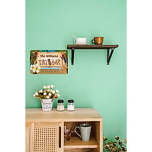 yuqier Personalized Tiki Bar Signs Customized Name Pet Welcome Metal/Wooden Sign Use Indoor/Outdoor Great Gift and Decor for Bar, Restaurant, Pool, Hot Tub, Man Cave and She Shed