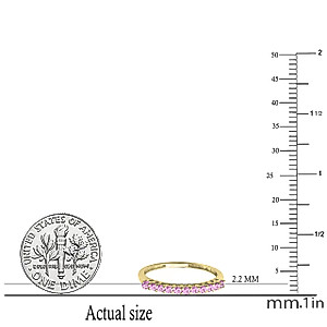 Dazzlingrock Collection Round Pink Sapphire Stackable Wedding Band for Women in 10K Yellow Gold Size 7.5