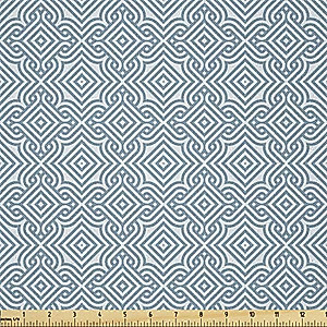 Lunarable Celtic Fabric by The Yard, Vintage Style Abstract Knot Pattern with Entangled Wavy Lines Motif, Microfiber Fabric for Arts and Crafts Textiles & Decor, 2 Yards, Blue Grey and White