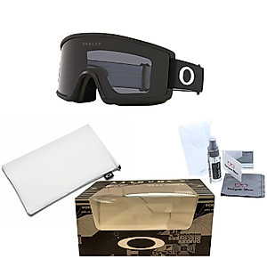 Oakley Target Line L OO7121 Matte Black/Dark Grey Ski Goggles For Men For Women + BUNDLE with Designer iWear Eyewear Kit