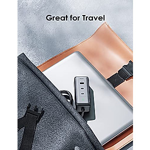 USB C Charger, oraimo 65W GaN Charging Station with 2 Outlets Extender, 5ft Extension Cord & 60W Type C Cable for MacBook Pro, iPhone, Galaxy, Pixel, Desktop Accessory for Home, Office Supplies