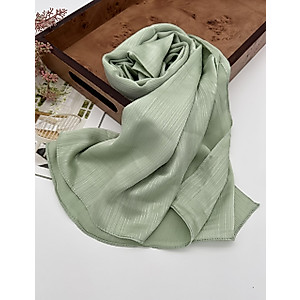 Xirhoot Hijab for Women Hijab Scarf for Women Satin Hijab Texture Satin Crepe Hijab (Sage)