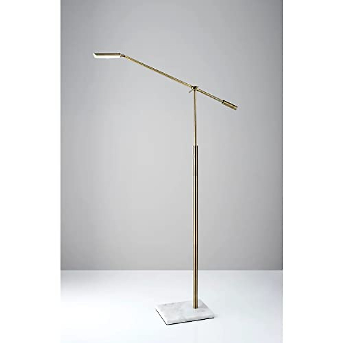 Adesso 4129-21 Vera LED Floor Lamp, 46.5-61 in, 6W Full Spectrum LED, Antique Brass Finish, 1 Floor Lamp