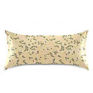 Desert Camouflage Khaki Pillow Covers Silk Pillowcase for Hair and Skin Soft Smooth Breathable Cooling Satin Pillowcase Standard Size Pillow Case for Bedroom Bed Women Boys Girls (20x30 Inch)