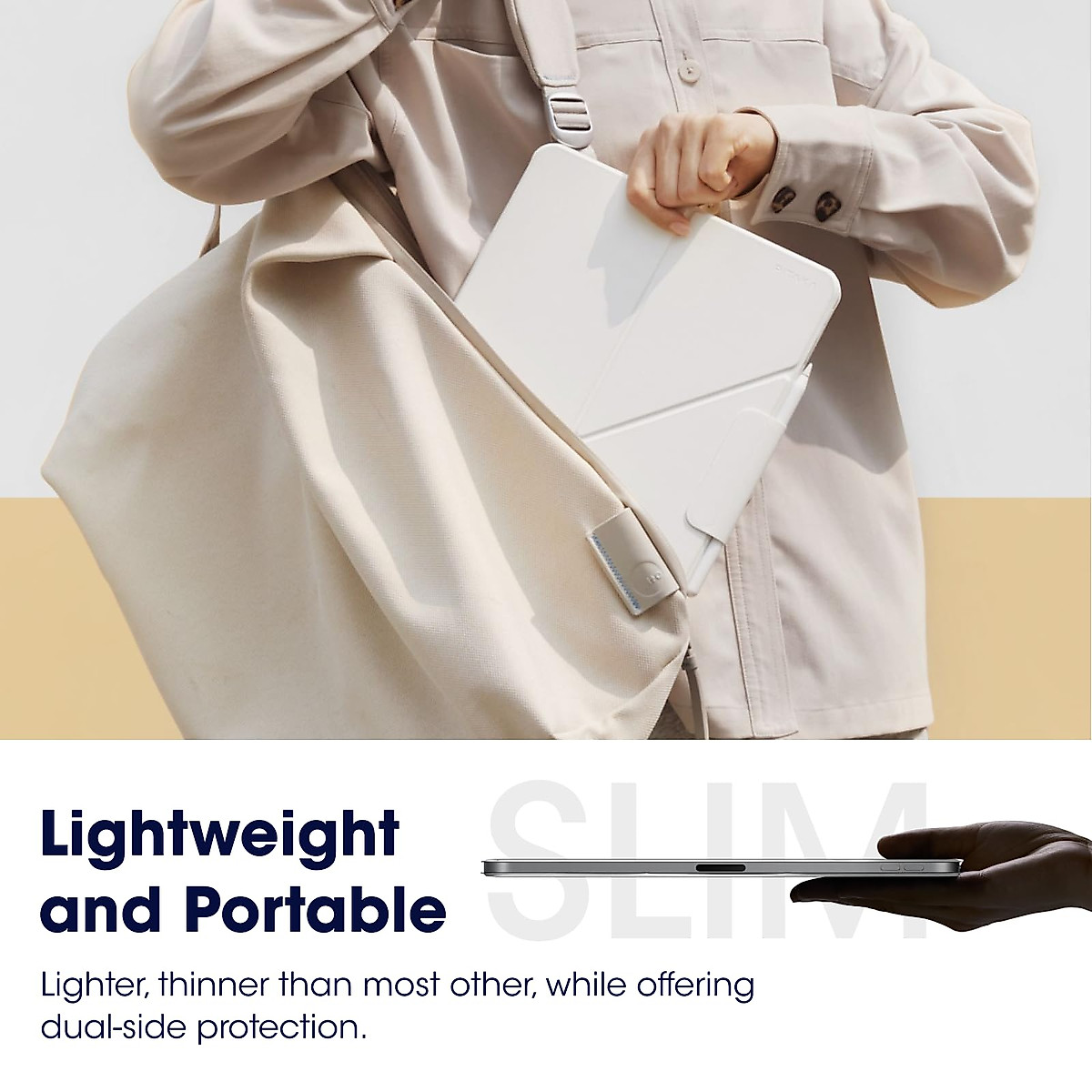 PITAKA iPad Pro 11 Inch Case, Compatible with iPad Air M3/M2 11 Inch (4-7th Gen) & 2022/2021/2020/2018 iPad Pro 11 (1-4th Gen), Portrait/Landscape Magnetic Case with 4 Standing Angles - White