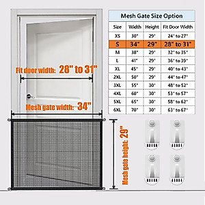 Dog Gate for Stairs Pet Gates for The House: Dogs Screen Mesh Gate for Doorways Stairways Indoor Safety 29 inch Tall, 34 inch Wide