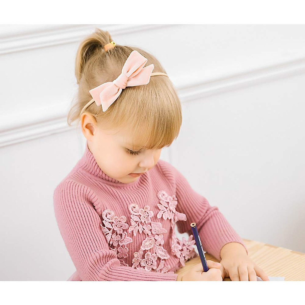 inSowni 15 Pack Solid Velvet Bow Super Stretchy Nylon Headbands Hairbands Accessories for Baby Girls Toddlers Newborns Infants Kids