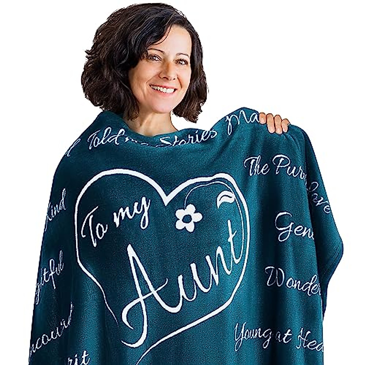 ButterTree Gifts for Aunts, Aunt Blankets from Niece, Gift for Aunt, Auntie Gifts, Auntie Gifts from Nephew, Blanket for Aunt, Auntie Gifts from Niece in Coral Blue 65"x50"