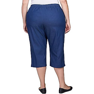 Alfred Dunner womens All Around Elastic Waist Denim Plus Capris - Elastic Waist Jeans Casual Pants, Denim, 18 US