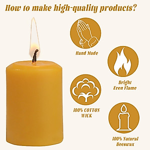 12Pcs Beeswax Votive Candles, Natural Beeswax Candles Bulk, Handmade Pure Votive Candles for Home Room Decor Party Wedding Spa, Smokeless and Dripless Votives Candles
