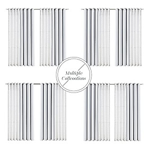 lefeng Set of 4 Curtain Panels Mix and Match GEO 100 Full Blackout Curtains & Geometric Woven Sheer for Bedroom Living Room, Thermal Insulated Energy Efficient Noise Reducing, 52 x 63 inch, White