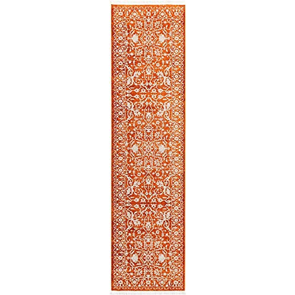 Unique Loom Traditional Classic Intricate Design with Distressed Vintage Detail, Area Rug, 2' 7 x 10' 0 Runner, Terracotta/Ivory