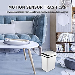 TemphytBong Small Touchless Bathroom Trash Can with Lid White 2.5 Gallon Smart Motion Sensor Trash Can for Bedroom Living Room Toilet Slim Narrow Covered Garbage Can