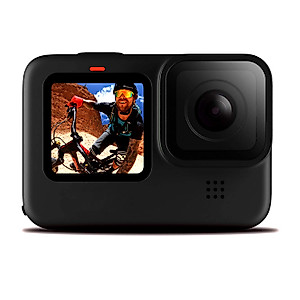 GoPro HERO9 Black - Waterproof Action Camera with Front LCD and Touch Rear Screens, 5K HD Video, 20MP Photos, 1080p Live Streaming, Stabilization + Sandisk 64GB Card and Extra Battery
