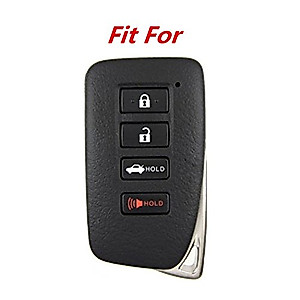 WFMJ Leather for Lexus IS GS ES NX LS RX RC 350 300h 200t 300 F 450h 460 600h Remote 4 Buttons Key Fob Case Cover Chain (Black)