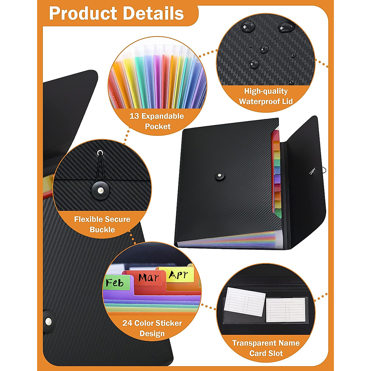Accordion File Organizer with 13 Pockets for Documents | Organize with Ease