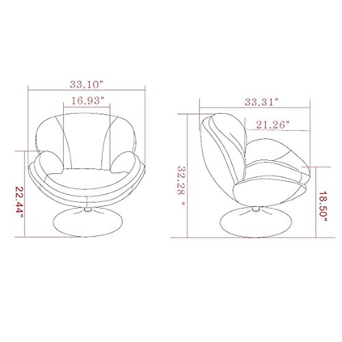 Comfort Chair Mac Motion Scoop Accent Leisure Chair, One Size, Rio Anthracite (Grey) Fabric