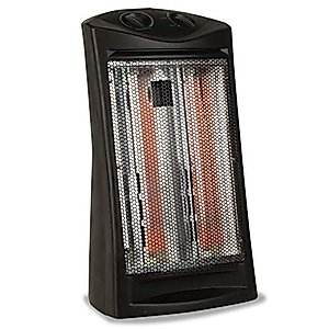 BLACK+DECKER Infrared Radiant Quartz Tower Heater, 1500W Space Heater with Adjustable Thermostat, Portable Heater with 2 Settings, Personal Heater for Home and Office, BHTI06, Black