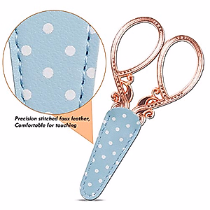 Hisuper 4.5 inch Sewing Craft Scissors Embroidery Scissors Crochet Cross Stitch Knitting Scissors with Leather Scissors Cover for Crafting Threading Art Work and Everyday Use