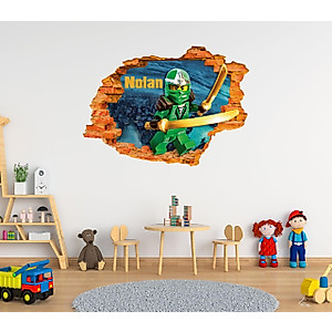 Ninja Custom Name Wall Decal- Personalized Ninja Name Wall Sticker - 3D Wall Effect - Wall Decal for Home Nursery Decoration (Wide 20"x13" Height Inches)