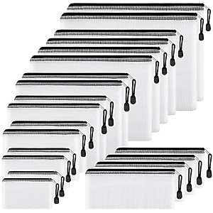 EOOUT 20pcs Mesh Zipper Pouch 8 Sizes Waterproof Zipper Bags, Plastic Travel Pouch for Board Game Travel Storage School Supplies Office Appliances Home Organize